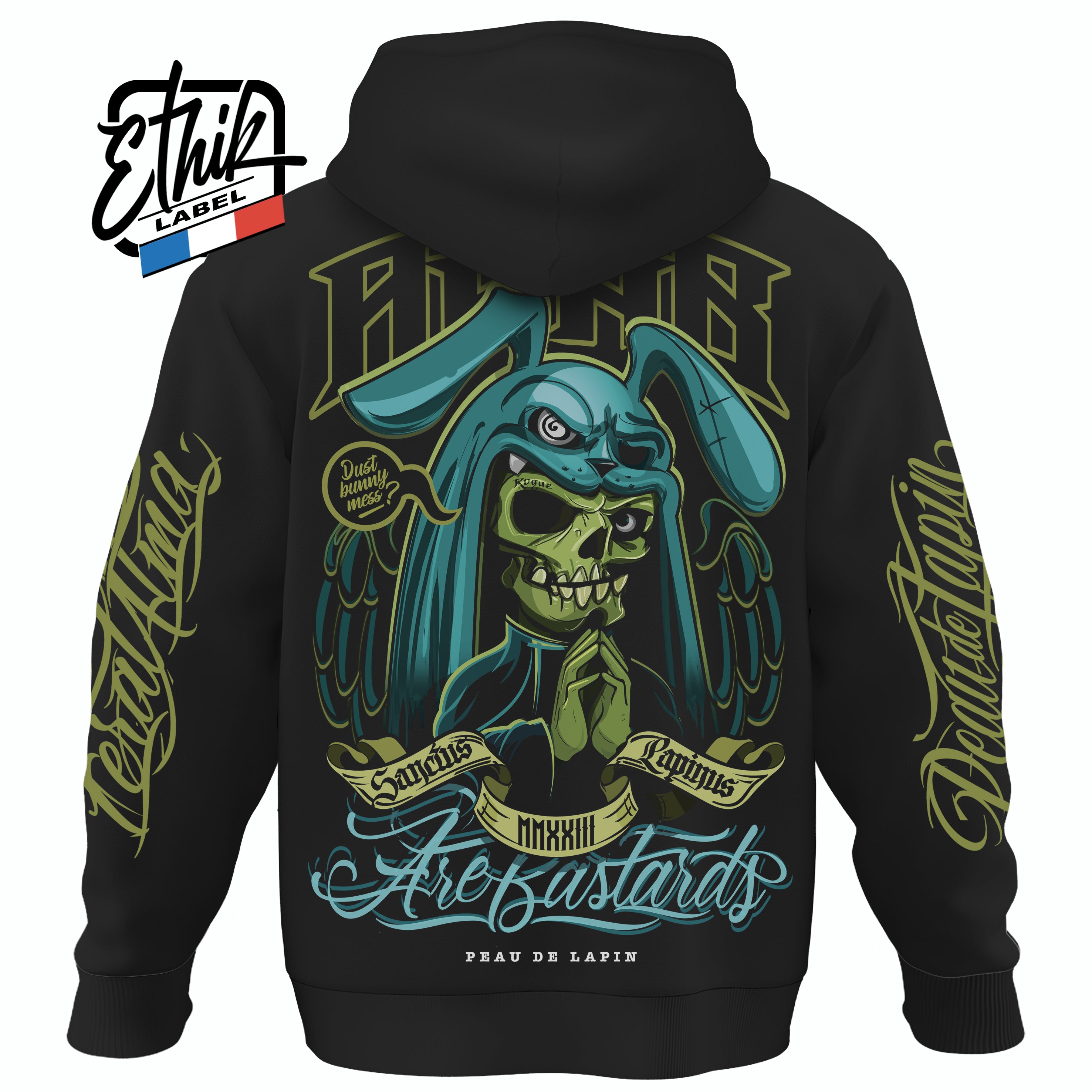 Hoodie BIO "Sanctus Lapinus" - ETHIK LABEL – PEAU DE LAPIN